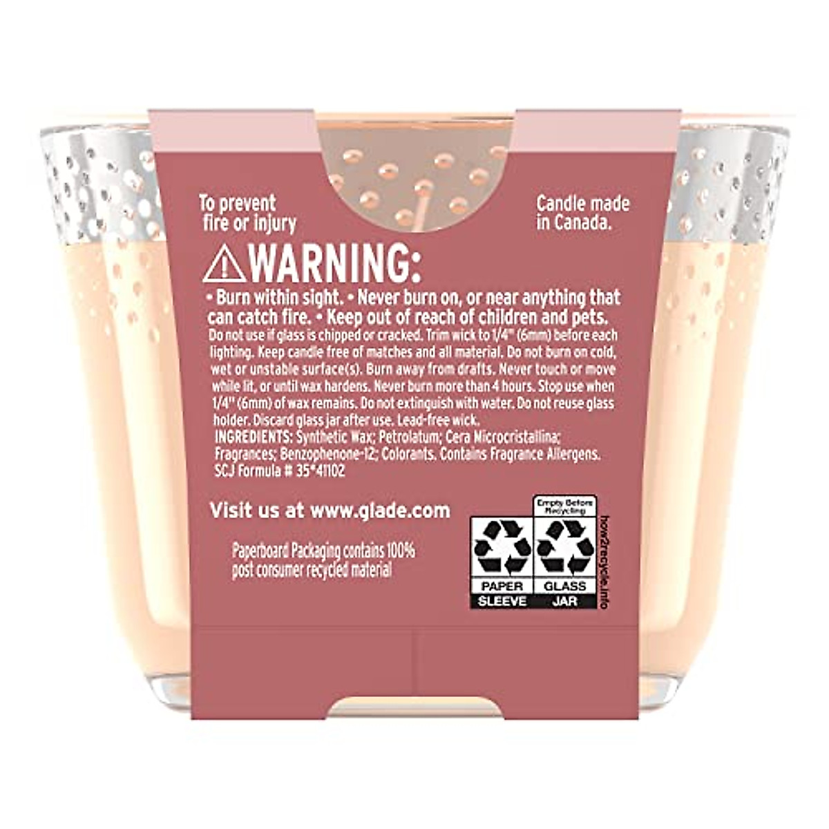 Glade Candle Champagne Cheers, Fragrance Candle Infused with Essential Oils, Air Freshener Candle, 3-Wick Candle, 6.8 Oz, 3 Count