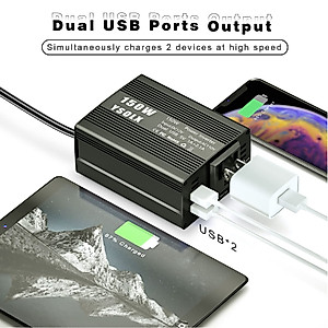YSOLX 150W Power Inverter DC 12V to 110V AC Converter Car Plug Adapter Outlet Charger for Laptop Computer