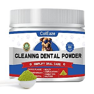 Dog Teeth Cleaning Powder, Dog Breath Freshener, Dog Dental Powder with Natural Herbal Blend, Targets Tartar, Reduces Plaque & Bad Breath, Dog Dental Care Made Easy, for All Ages, 6.35oz