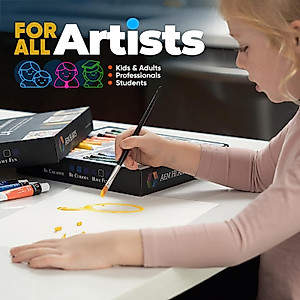 AEM Watercolor Paint Set – Includes 24 Colors (12mL Each), Brushes & Paper – Paint on Paper, Wood, Fabric, Ceramics & More – Great Starter Kit for Kids & Adults, Also Suitable for Professional Artists