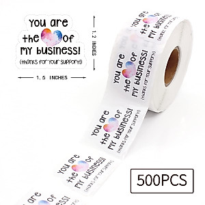 You are The Heart of My Business with Colorful Heart Design Stickers,Thank You Stickers,Small Business Stickers, Envelopes Stickers, Gift Bags Packaging 500 PCS