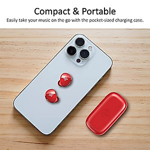 iLuv myBuds Wireless Earbuds, Bluetooth 5.3, Built-in Microphone, 20 Hour Playtime, IPX6 Waterproof Protection, Compatible with Apple & Android, Includes Charging Case & 4 Ear Tips, TB100 Red