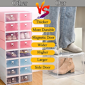 Rgqphantom Shoe Storage Box,Stronger Shoe Box with Acrylic Magnetic Door for Sneaker Display,Stackable Clear Boxes for Closet,Easy Assembly,Sneaker Storage Shoe Box for Women/Men(Clear, 1Pcs)