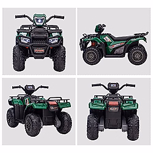 Aosom 12V Kids ATV Battery-Operated with AUX Port & USB, Kids 4 Wheeler with Tough Wear-Resistant Tread, Electric Four Wheeler Kids Ride on Car Electric Car, Green