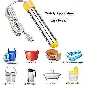 CMI Portable Immersion Water Heater Bathtub Inflatable Pool Electric Fully Submersible Instant Water Heaters 1500W (Yellow)