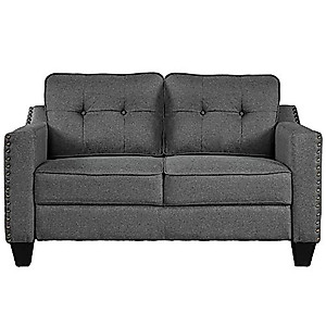 ERYE 3 Pieses Mid-Century Modern Sofa Sets Linen Fabric Tufted Back Sofa&Couch Include 3 Seaters Couch, Loveseat and Armchair with Rivets Rivets for Home Apartment Office Living Room Sets