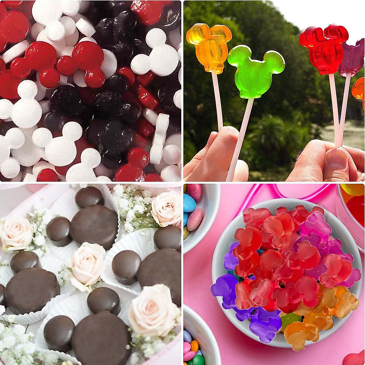 Mouse Gummy Candy Molds Silicone, 2 Pack 15 Cavity Non-Stick Mouse Head Silicone Molds for DIY Gummies, Candy, Chocolate, Jelly, Ice Cube, Dog Treats