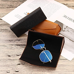 iGeyzoe Glasses Cases, Eyeglasses Case Hard Shell For Men Women, PU Folding Glasses Sunglasses Case Portable With Clean Cloth