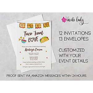 Taco Bridal Shower Invitations Fiesta Wedding Invite Taco Bout 'Bout Love Customizable Printed Personalized Cards (12 Count)