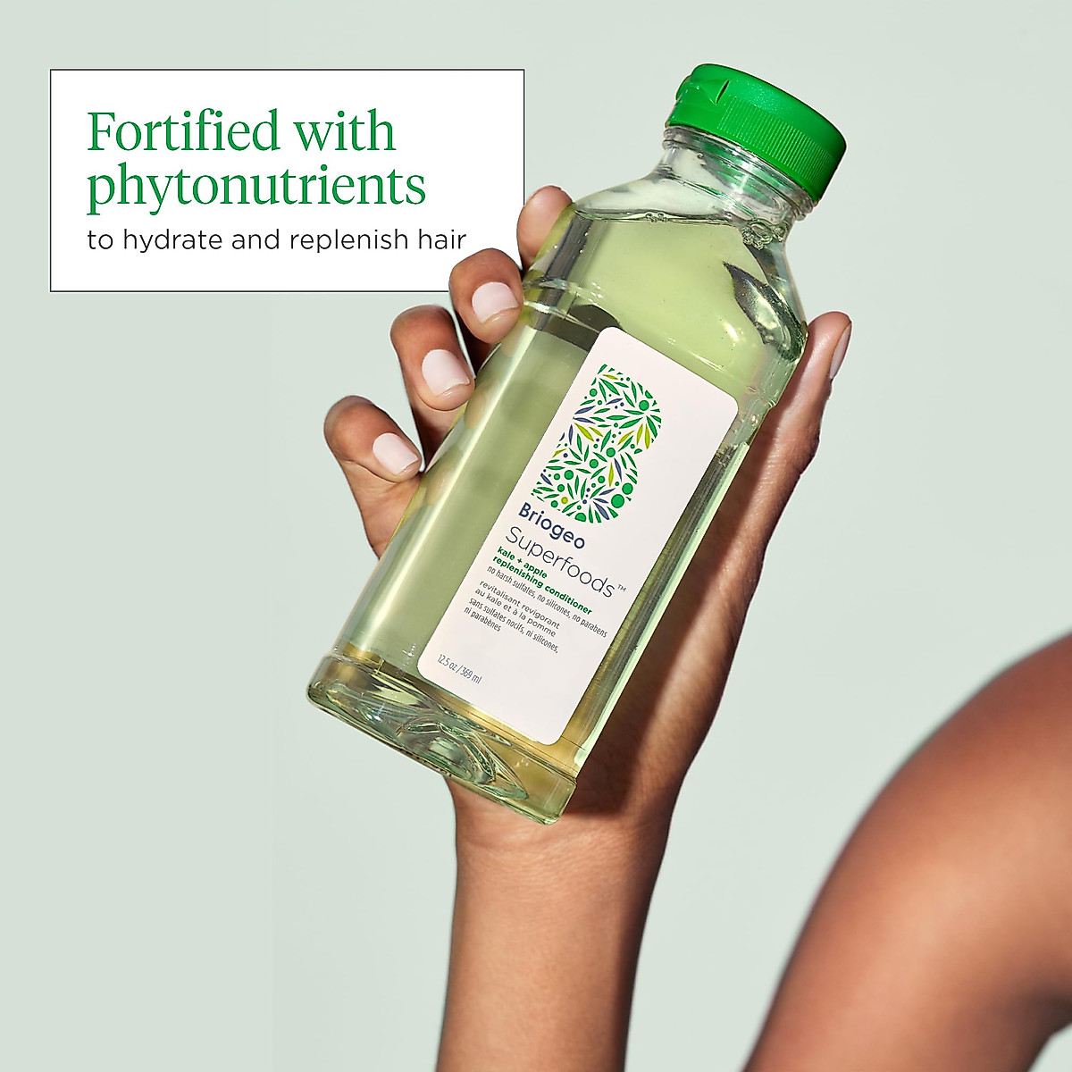 Briogeo Superfoods Matcha + Apple Replenishing Shampoo, Supports Healthy, Balanced Hair and Scalp, Shampoo for All Hair Types and Textures, Enhances Shine, Vegan, Cruelty-Free, 12.5 fl oz