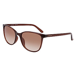 NAUTICA Women's N2243S Rectangular Sunglasses, Crystal Brown, One Size
