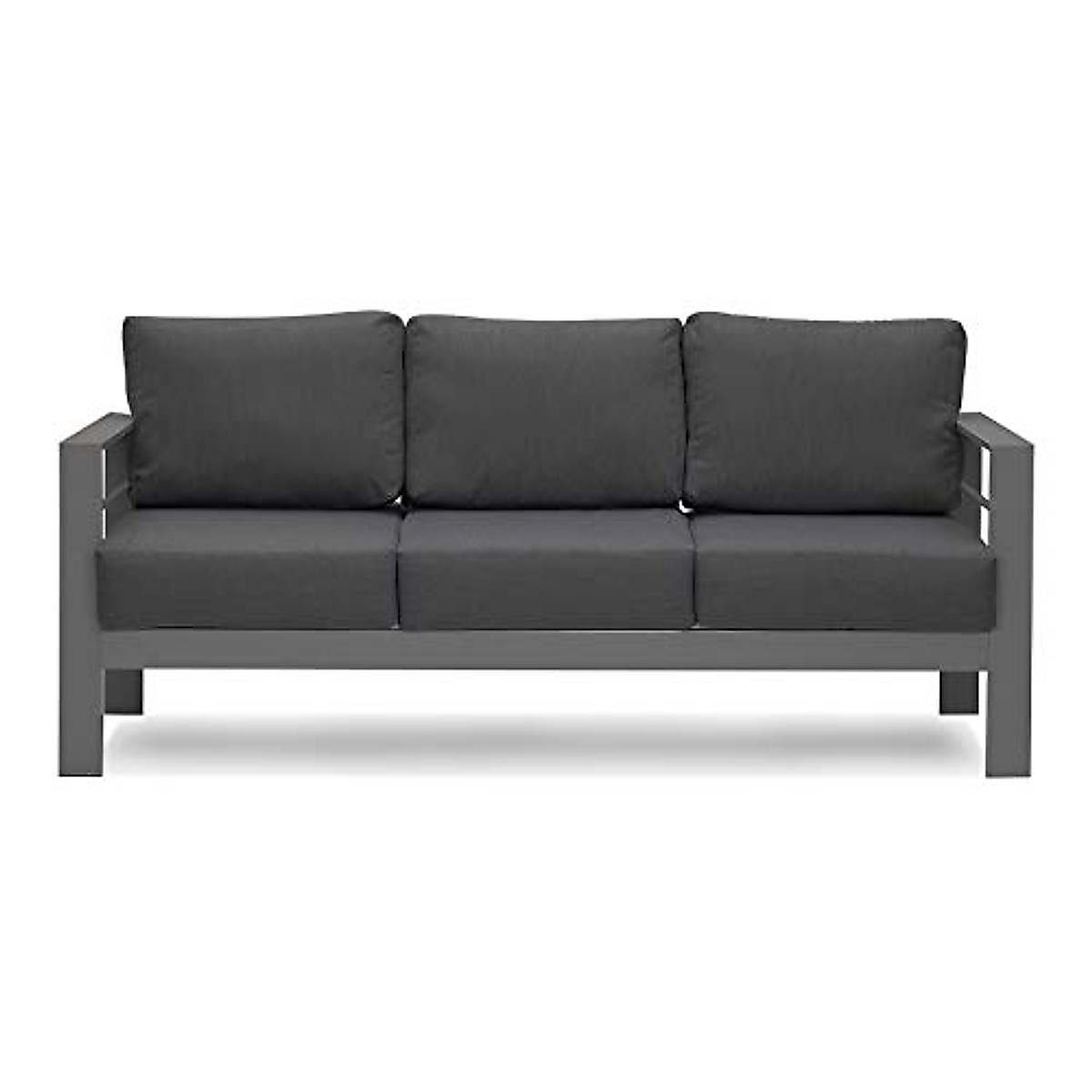 Solaste Outdoor Couch Aluminum Patio Furniture Sofa, 3-Seat All-Weather Metal Outdoor Patio Furniture with Cushions,Dark Grey