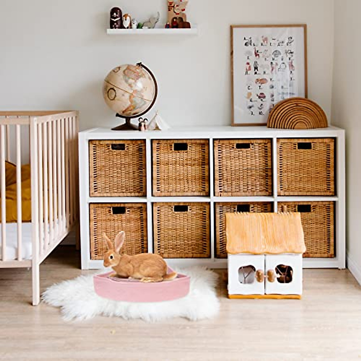 VILLCASE Rabbit Litter Tray, Rabbit Litter Box Ceramic Hamster Toilet Pet Potty Training Corner Cage Box Accessory for Rabbit Guinea Pig Chinchilla Small Animal, 12.97X9.43X3.93inch (Pink)