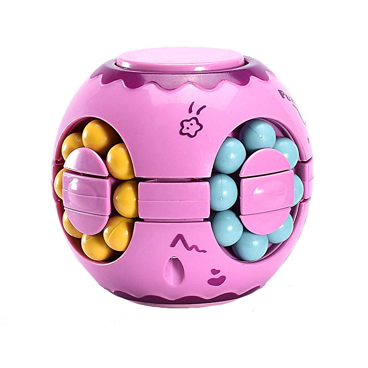 ODIKASO Rotating Magic Bean Cube Spinner Fidget Toy,Stress Relief Fidget Puzzles for Adults Kids,Anxiety Relief Learning & Education Toys,Puzzle Toys for Unisex-Children(Pink)