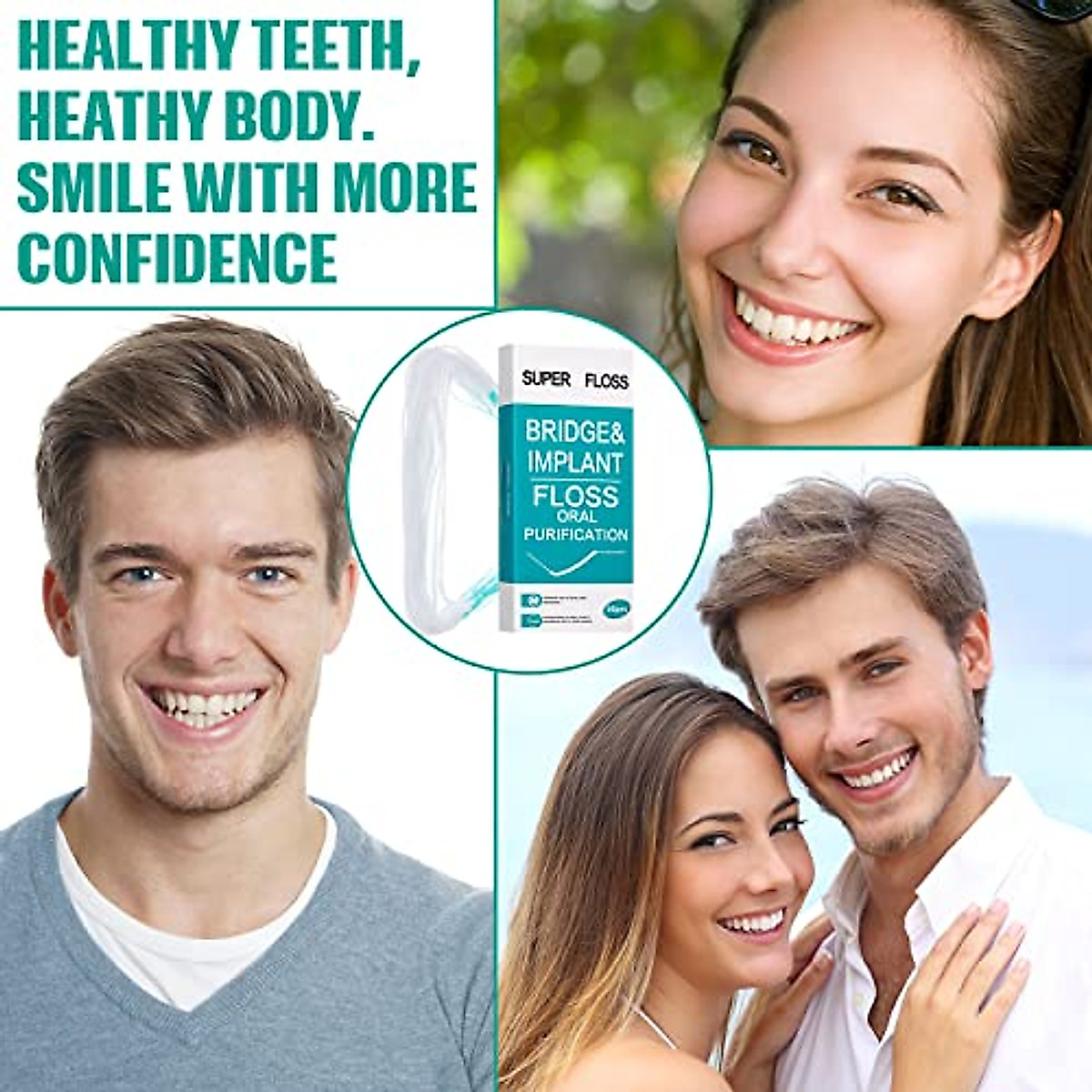 200 Pcs Floss Threaders for Bridges, 4 Packs Dental Floss for Braces, Bridges and Implants, Periodontal Disease Teeth Flossing