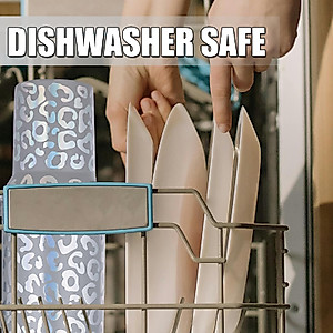 Xereizo 40 oz Tumbler with Handle and Straw, Leak Proof Stainless Steel Insulated Travel Coffee Tumbler Cups Lid and Straw, Iced for 40 Hours Cupholder Friendly Water Bottle Mug, Leopard Print Grey