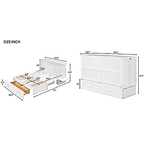 Murphy Bed Chest Queen Size, JULLYFOX Space Saving Platform Bed Queen Size with Storage Drawers Underneath 400 lbs Heavy Duty
