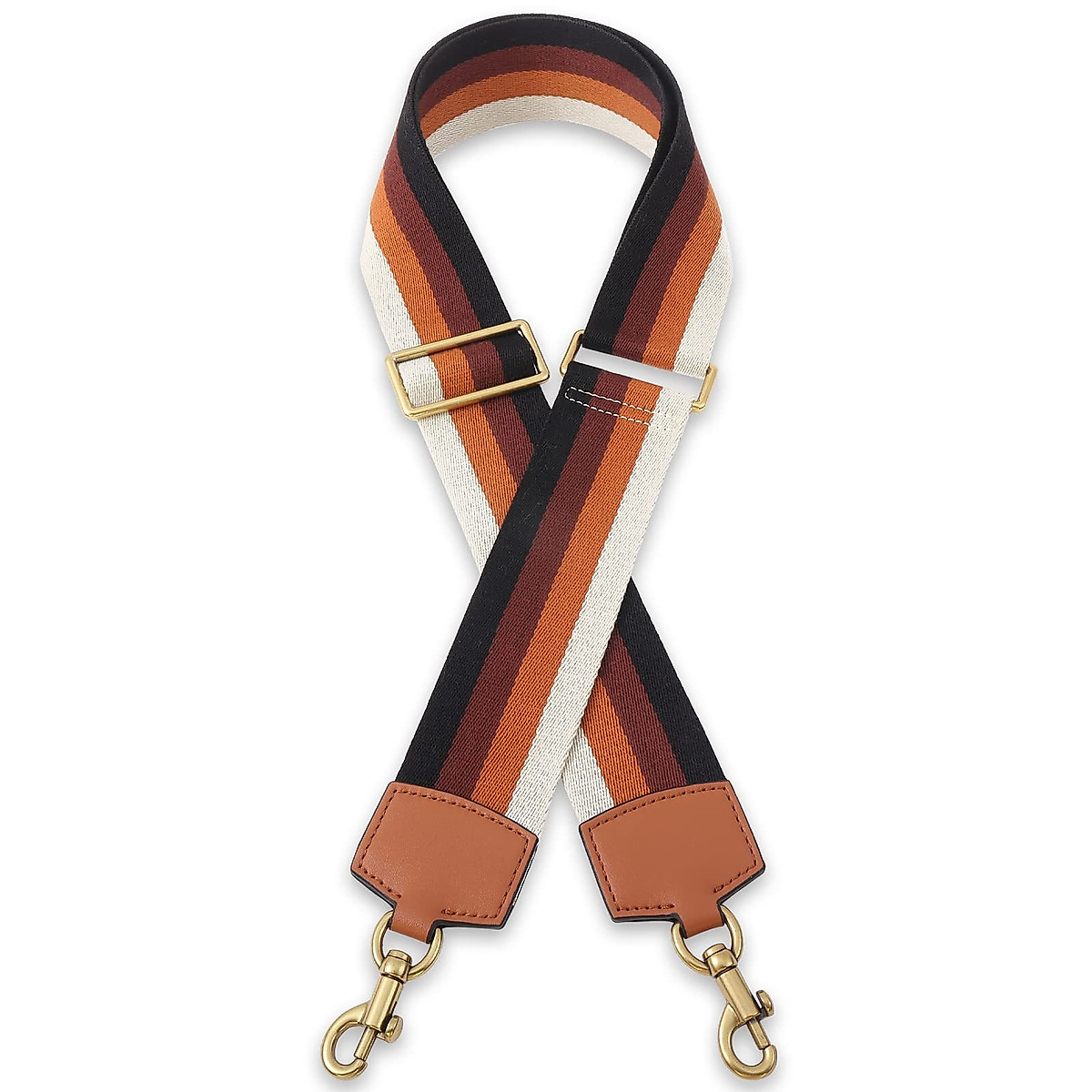 HUADEK Purse Strap Replacement Crossbody Handbag Stripe Wide Adjustable (shoulder strap Brown Leather Head（P-5）)