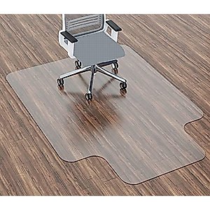 100pointONE Large Chair Mat for Hardwood Floors - 53 x 45 Inches Heavy Duty Large Office Floor Mats for Computer Desk, Easy Glide Floor Protection Mats for Rolling Chairs (45'' x 53'' with Lip)