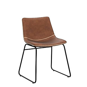 HeuGah Dining Chairs Set of 4, Modern Industrial Kitchen & Dining Room Faux Leather Chairs with Metal Legs