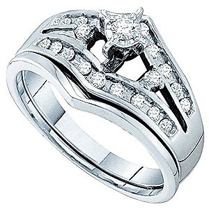 Dazzlingrock Collection 0.25 Carat (ctw) 14k Round Cut White Diamond Bridal Engagement Wedding Ring Set 1/4 CT, White Gold