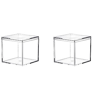 Dayaanee Clear Acrylic Box with Lid, 2 Pack Plastic Square Cube Containers Storage Box 6.7x3.9x5.3Inch/170X10X135mm for Candy Pill and Tiny Jewelry