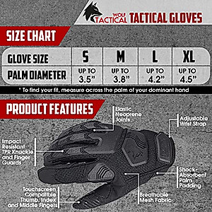 WOLF TACTICAL Shooting Gloves Tactical Gloves for Men Military Gloves, Airsoft Gloves for Paintball Combat Army Touchscreen