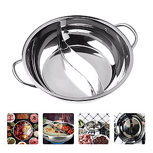 UPKOCH Stainless Steel Shabu Hot Pot Divided Hot Pot Pan Dual Sided Soup Cookware Cooking Pot with Divider for Induction Cooktop Gas Stove