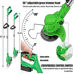 Cordless String Trimmer Electric Weed Eater Battery Powered 24v Weed Wacker 3-in-1 Cutting Tool Lawn Trimmer Edger Height Adjustable Low Noise Brush Cutter for Lawn, Yard, Garden, Bush1