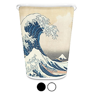 RNK Shops Great Wave Off Kanagawa Waste Basket - Single Sided (White)