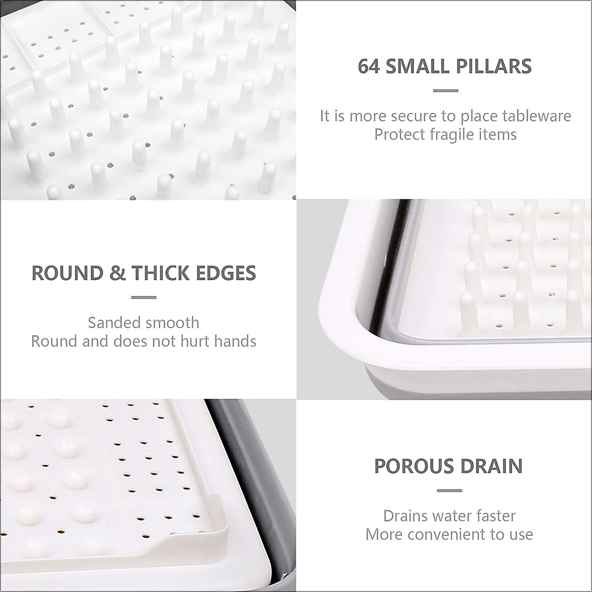 UMIKAkitchen Collapsible Dish Drying Rack - Popup and Collapse for Easy Storage, Drain Water Directly into The Sink, Room for Eight Large Plates, Sectional Cutlery and Utensil Compartment