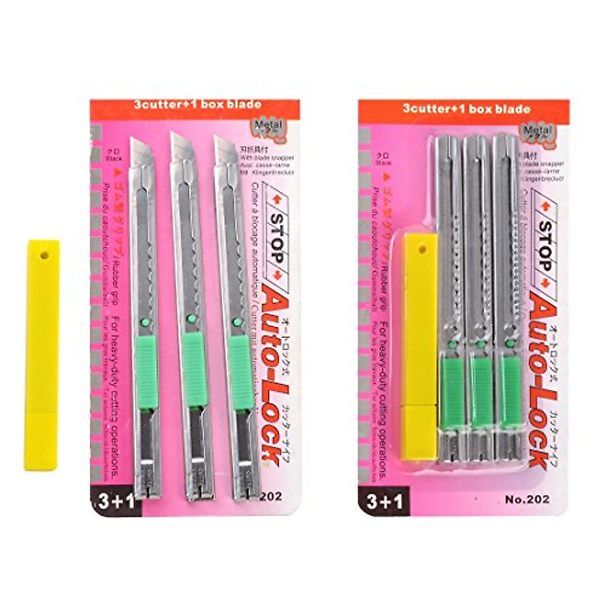 eZthings® Heavy Duty 9mm Snap Off Blades Box Cutters Set for Cutting Materials: Wallpaper, Vinyl, Leather, Shrink-wrap (Auto-Lock Utility Knife Set + Blades)