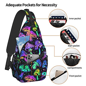 Bright Psychedelic Mushrooms Chest Bags Cool Crossbody Sling Bag Travel Hiking Backpack Casual Shoulder Daypack For Women Men