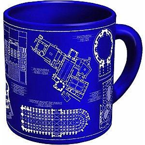 The Unemployed Philosophers Guild Architecture Coffee Mug - Architectural Drawings of Famous Buildings - from Classic to Classical - Comes in a Fun Gift Box