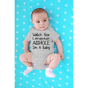 CBTwear Watch Your Language I’m a Baby - Baby Bodysuit Adorable Romper Clothing Cute Boy Girl Unisex (6 Months, Heather Grey)