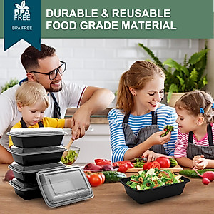 vivigu Meal Prep Containers Reusable - 50 Pack Extra-thick plastic food containers with lids, To Go Food Containers BPA-Free, To Go Containers With Lids Microwave, Dishwasher, Freezer Safe 28 oz