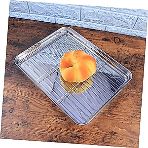 2Pcs stainless steel drainer cookie tray cooling rack with pan baking pan with cooling rack Baking Pan Tray Baking Rack wire Baking Mat deep roasting pan tattoo oven drying tray