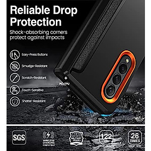 X-FOUR Galaxy z fold 3 case - Magnetic Soft Case Compatible for Samsung Galaxy Z Fold 3 Case 5g Hinge Protection Full Body Dual Layer Shockproof Smartphone Protective Cover No Adhesive, Red