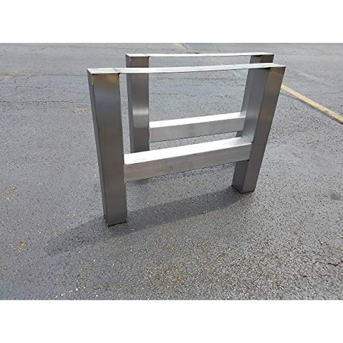 Brushed Stainless Table Legs, H-Frame Style - Any Size