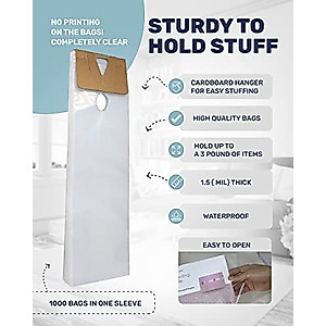 Skywin 1000 Door Hanger Bags 6 x 19 inches - Clear Door Hanger Bags Protects Flyers, Brochures, Notices, Printed Materials - Waterproof and Secure Door Knob Hanger for Outdoor Use (1000)