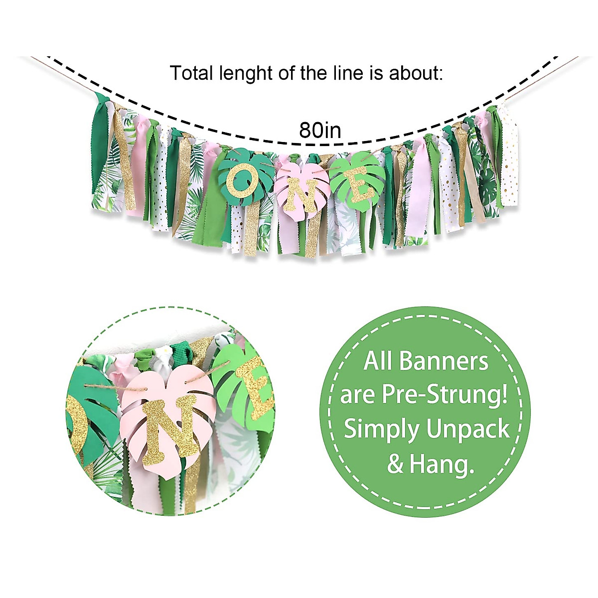 Wild One Banner For 1st Birthday - Wild One Birthday Banner For Photo Booth Props And Backdrop Cake Smash,best Wild One Birthday Decorations For Baby (Pink Safari Highchair Banner)