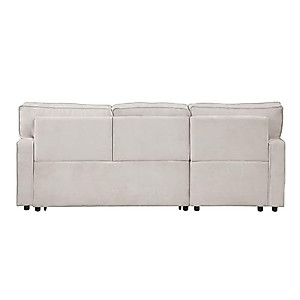 Multifunctional L-Shaped Sleeper Sectional Sofa with Pull Out Couch Bed and 2 Cupholders, Modular 3 Seaters Corner Sofa & Couch Convertible Sleep Sofabed W/Storage Chaise & USB Port for Living Room