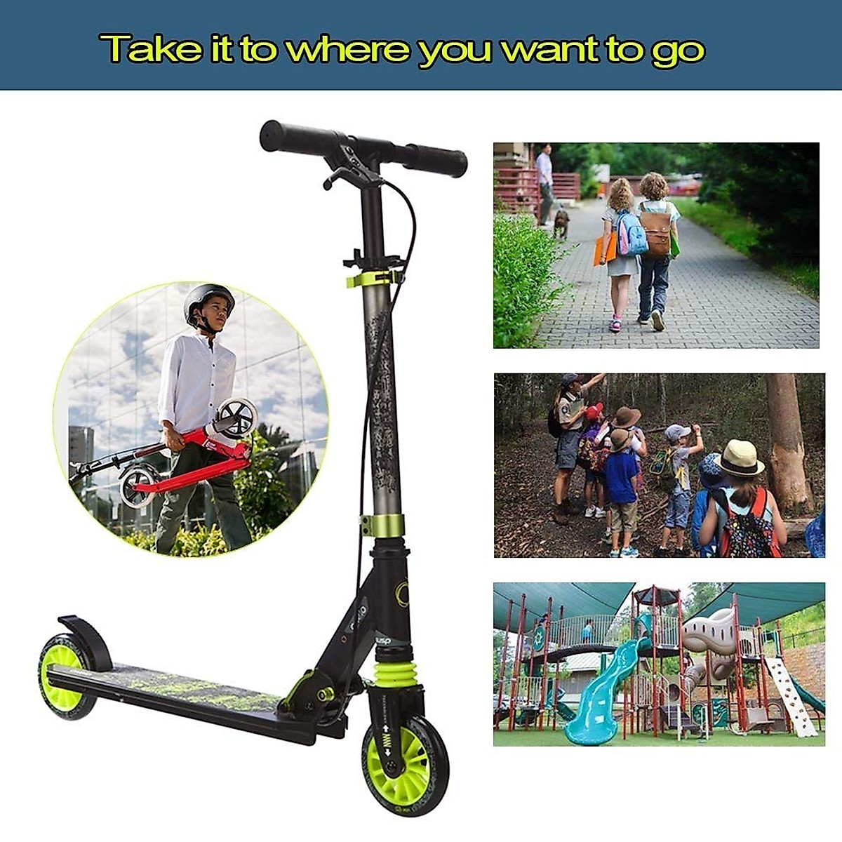 ygqtbc Adult Scooter 2019 Upgraded Kick Scooter Height-Adjustable Foldable Dual Suspension Rear Fender Brake Lightweight Aluminium Alloy Commuter 220lb Max Load Big Wheels Scooter for Adults Teens