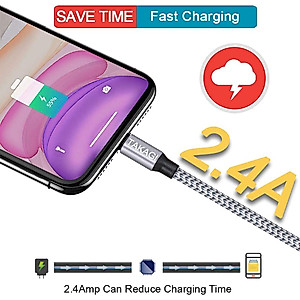 TAKAGI 3Pack 6FT Nylon Braided Lightning Cable USB Charging Phone Charger Cord Compatible with Phone 14 13 12 11 Pro Max XR XS X 8 7 6 Plus SE and iPad