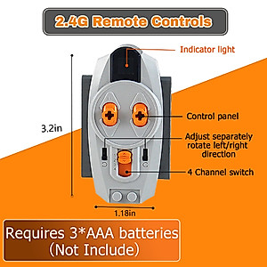 ZMBlock 5-in-1 Motor Kit Engine Kit Electric Motors Kit Power Function Set Building Blocks 2 Medium Motors, 1 Battery Box, 1 Infrared Remote Control, 1 Receiver Birthday Presents for Kids and Adults