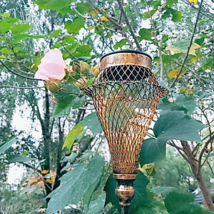 2Pack Solar Lights Outdoor Garden,Hanging Pathway Decor Light with Hollowout Retro Metal Waterproof Solar-Powered for Pool Party Porch Yard Patio Pond Wedding Christmas Decorations (pattern1)