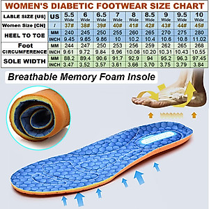 W&LESVAGO Women's Extra Wide Diabetic Edema Shoes with Fully Adjustable Closures Easy On/Off,Air Cushion Walking Sneakers for Elderly Outdoor(8.5#, L-Blue)