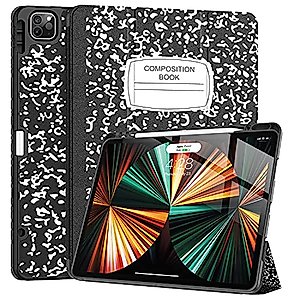 Tuosake iPad Pro 12.9 Case 2021/2022 5th/6th Generation with Pencil Holder,Slim Lightweight Trifold Stand Case【Pencil Charging+Auto Sleep/Wake】 Soft TPU Back Cover for iPad Pro 12.9 inch-Book