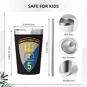 Acu-5 Assault Craft Unit Five Insulated Stainless Steel Tumbler 12 Oz Thermos Come With Straw Leak-Proof Travel Mug Cup