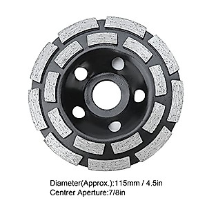 Grinding Wheel, Grinder Disc Diamond Grinder Wheel Wet Dry Dual Use for Stone Concrete (Diameter 115mm)
